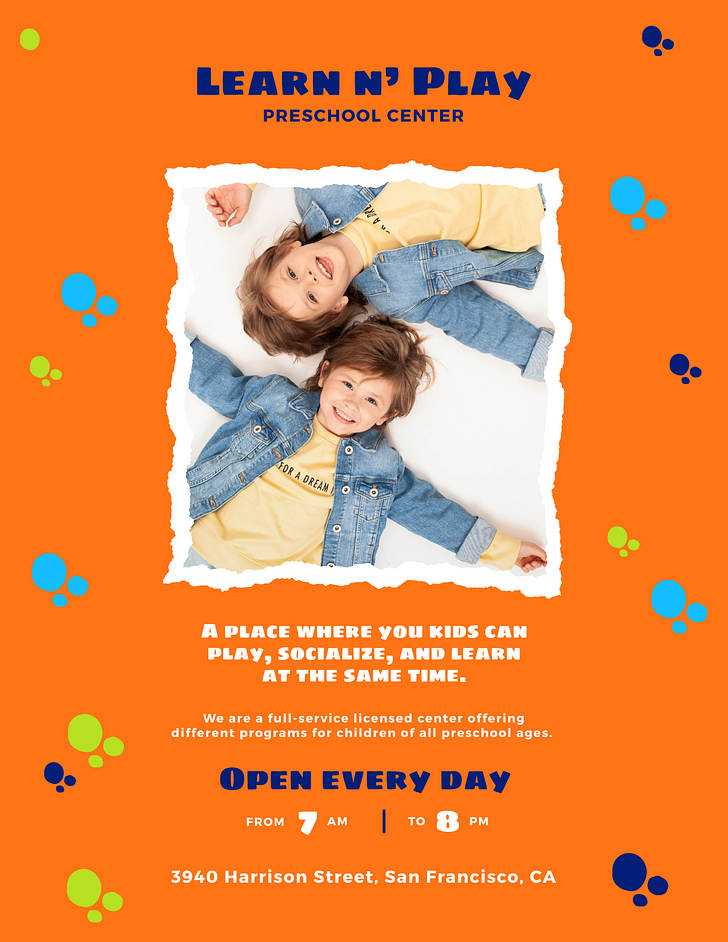 Kids' Learning Center Printables | Renderforest