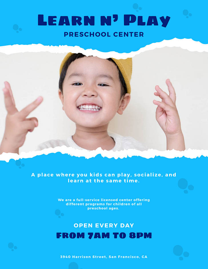 Kids' Learning Center Printables | Renderforest