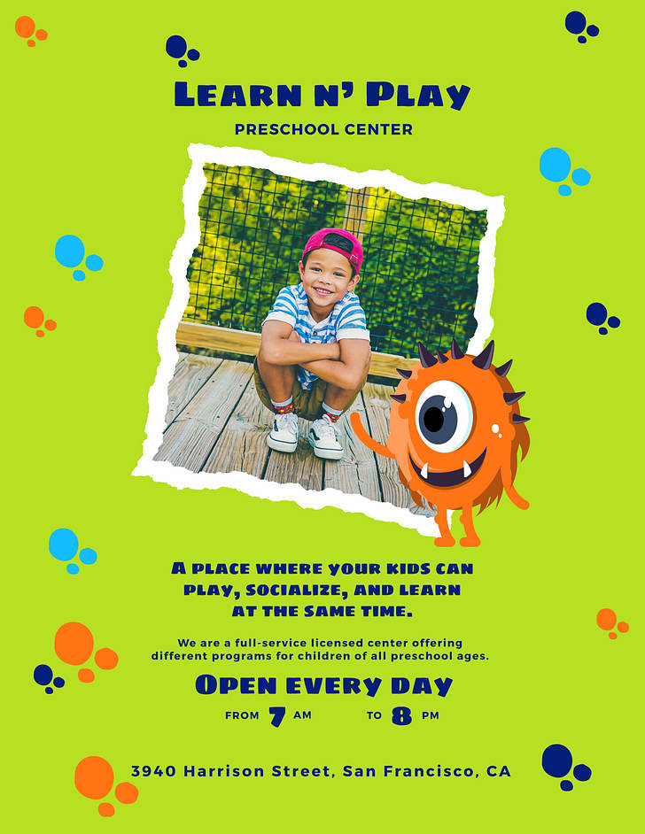 Kids' Learning Center Printables | Renderforest