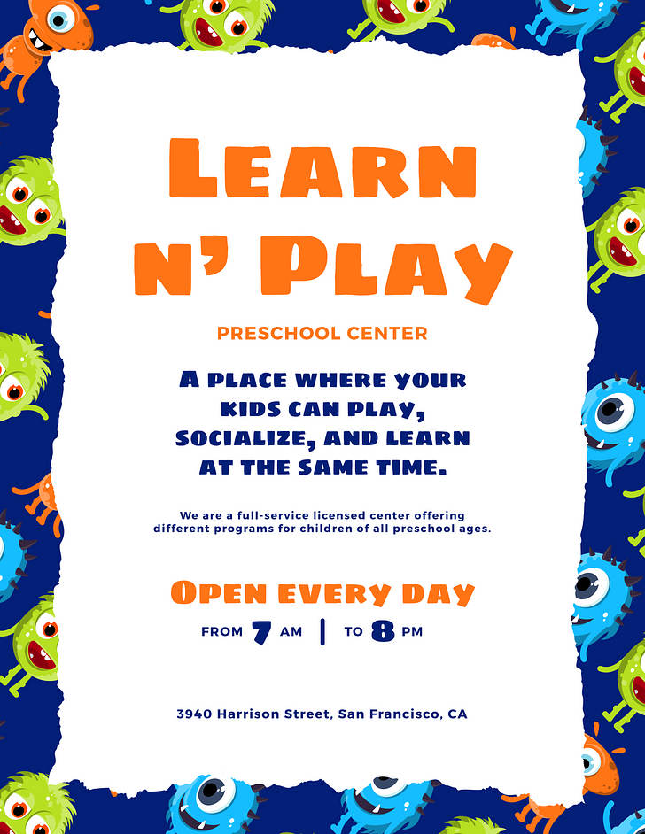 Kids' Learning Center Printables | Renderforest