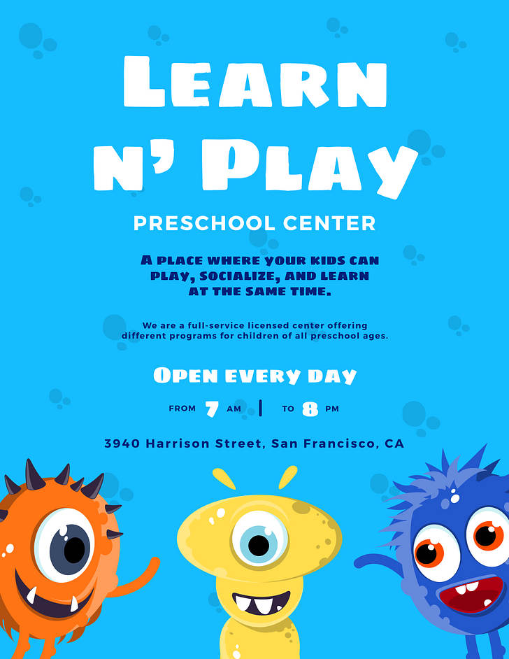 Kids' Learning Center Printables | Renderforest