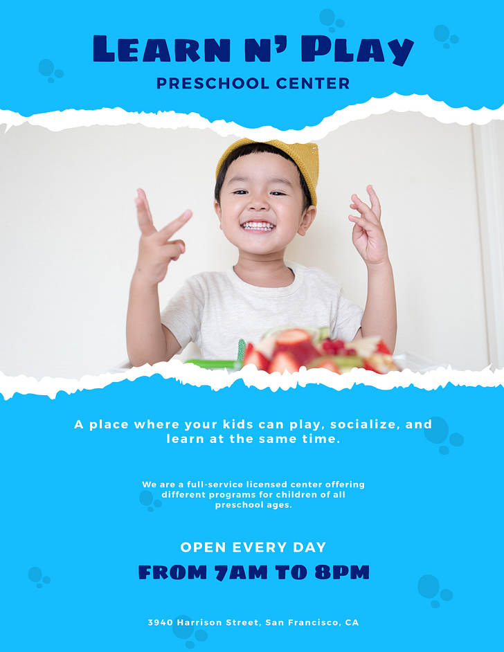 Kids' Learning Center Printables | Renderforest