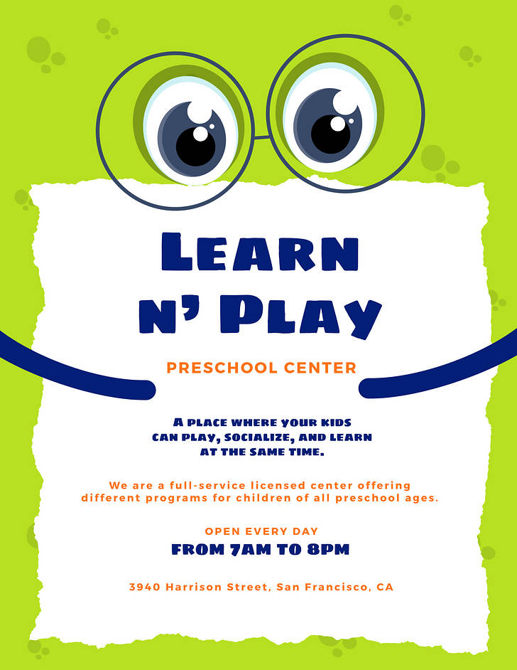 Kids' Learning Center Printables | Renderforest