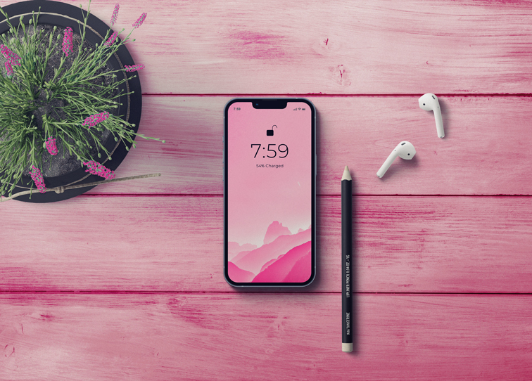Pink Desk Mockup Pack | Renderforest