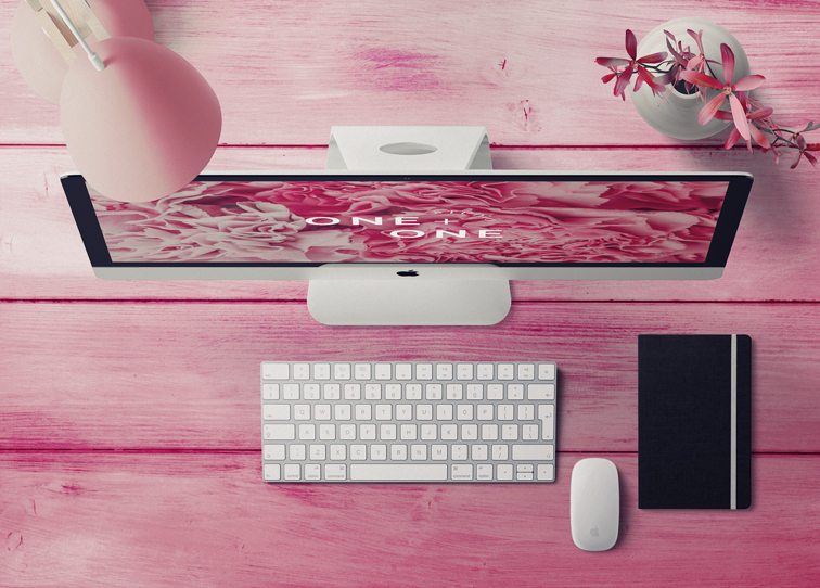 Pink Desk Mockup Pack | Renderforest