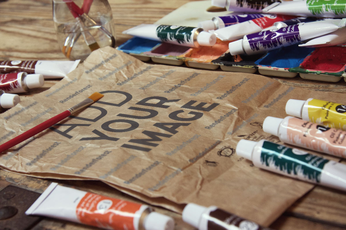 Vintage Art Desk Mockups | Renderforest