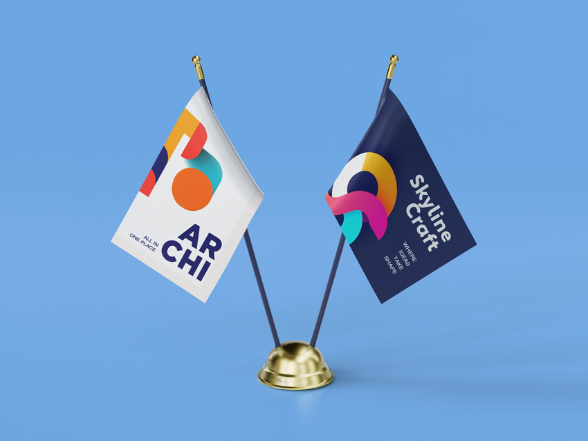 Mini Table Flag Mockups | Renderforest