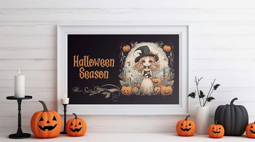 Kit de mockups de decoraciones de Halloween | Renderforest