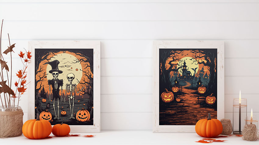 Kit de mockups de decoraciones de Halloween | Renderforest