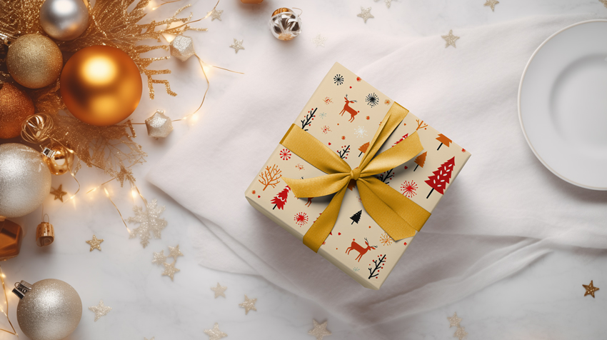 Mockups festivas de regalos de Navidad | Renderforest