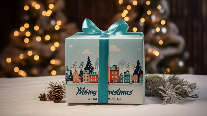 Mockups festivas de regalos de Navidad | Renderforest